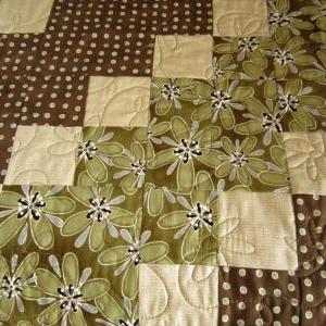 Patchwork Quilt Brown And Green Diagonal Handmade Patchwork Quilt on Luulla