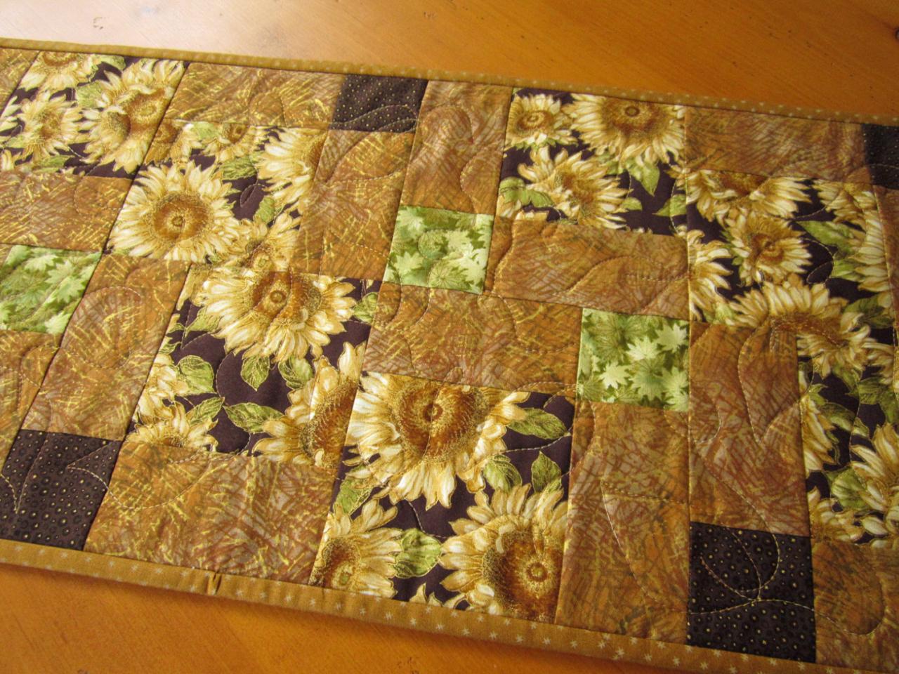 Quilted Handmade Table Runner Sunflowers on Luulla