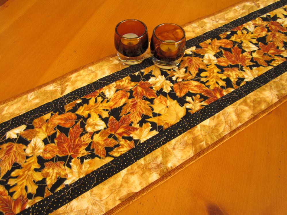 Gold Leaves Fall Table Runner on Luulla