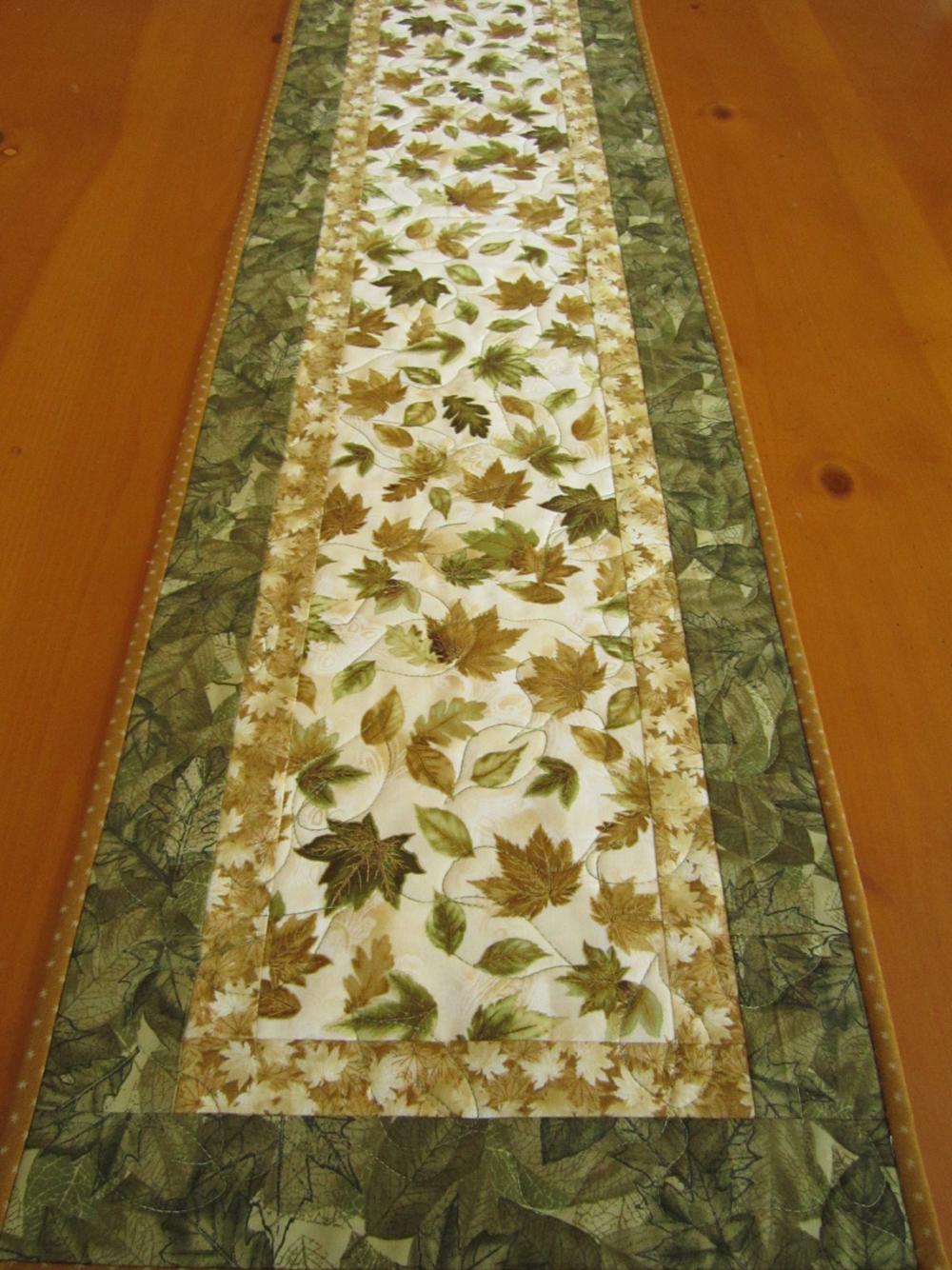 Gold And Green Leaves Table Runner on Luulla