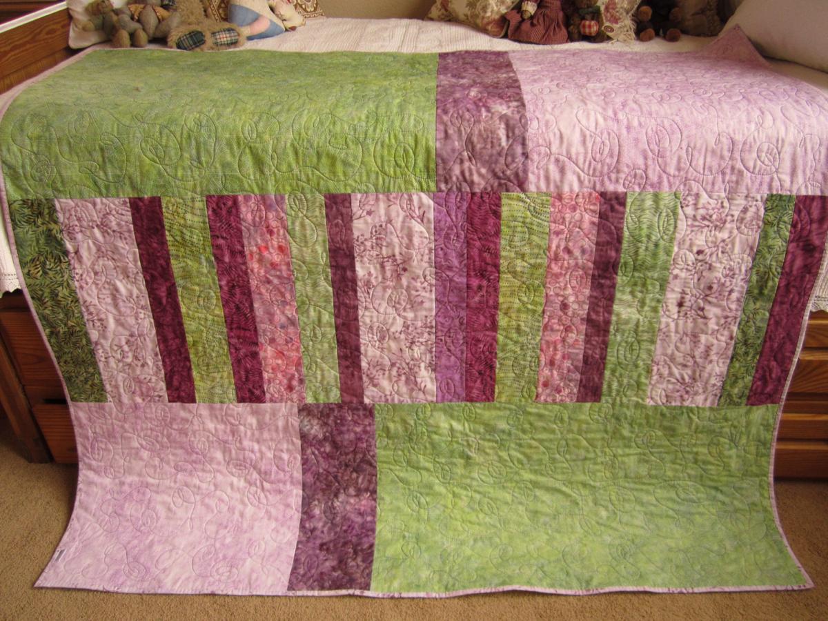 Handmade Quilt Purple And Green Batik Quilt on Luulla