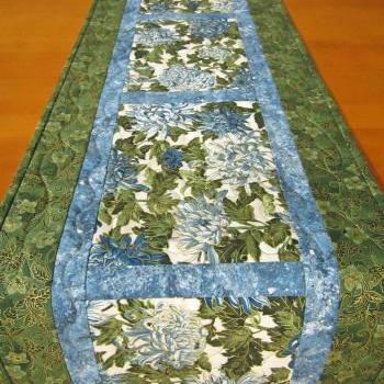 Quilted Table Runner, Patchwork Runner Blue Floral on Luulla