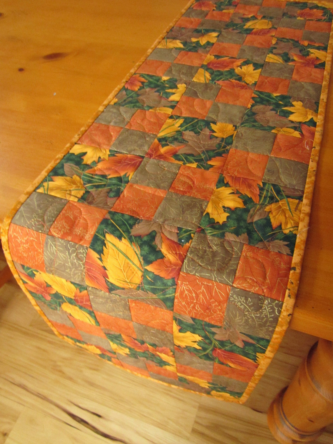 Handmade Quilted Table Runner Fall Leaves on Luulla