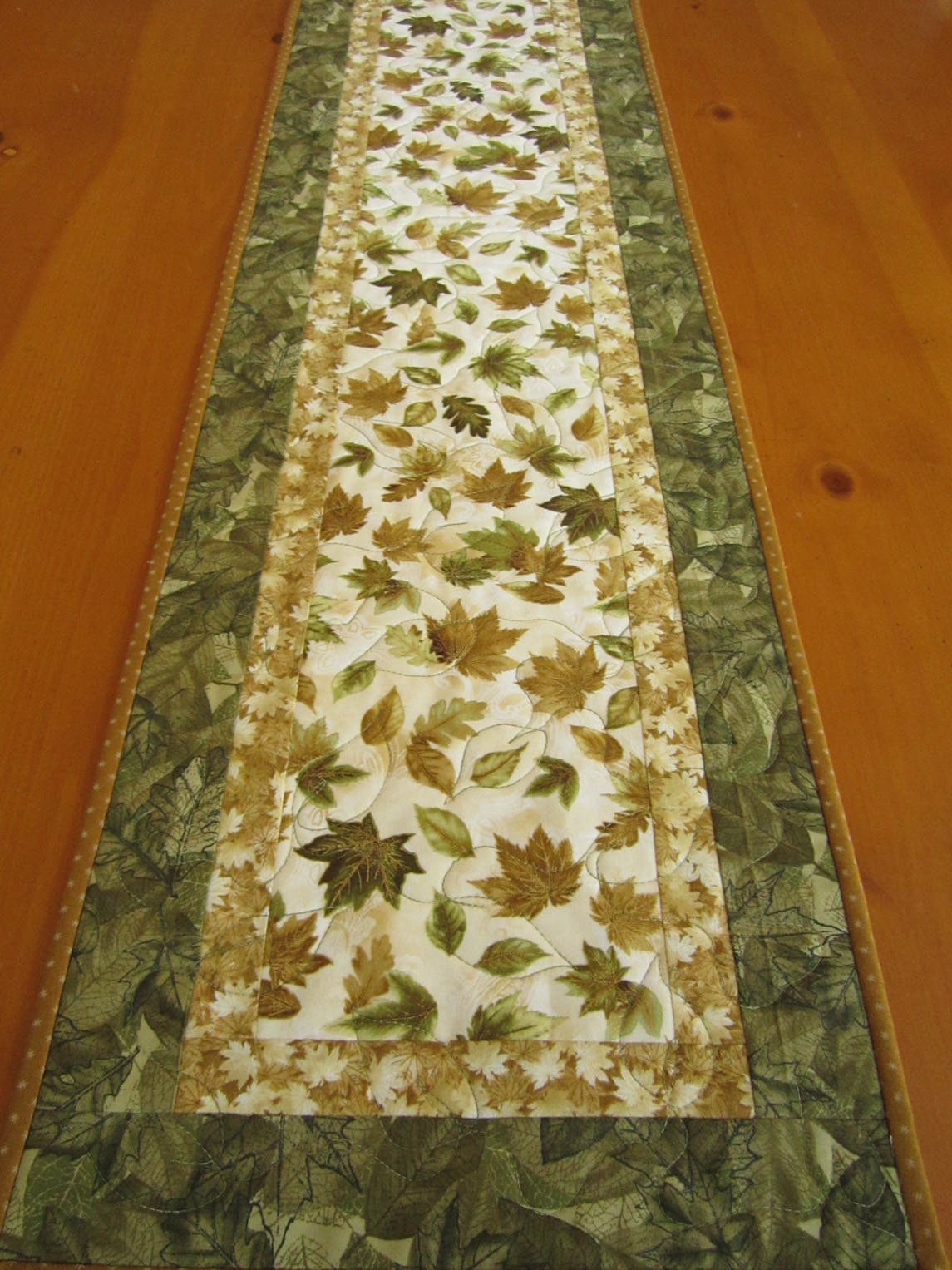 Gold And Green Leaves Table Runner on Luulla